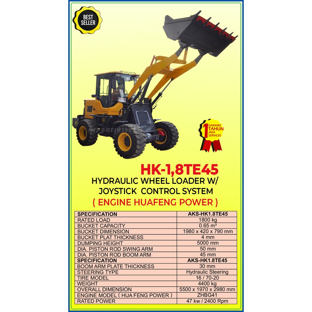 Jual Alat Berat Loder Hidrolik 1.8 Ton 0.65 m3 Hydraulic Wheel Loader w ...