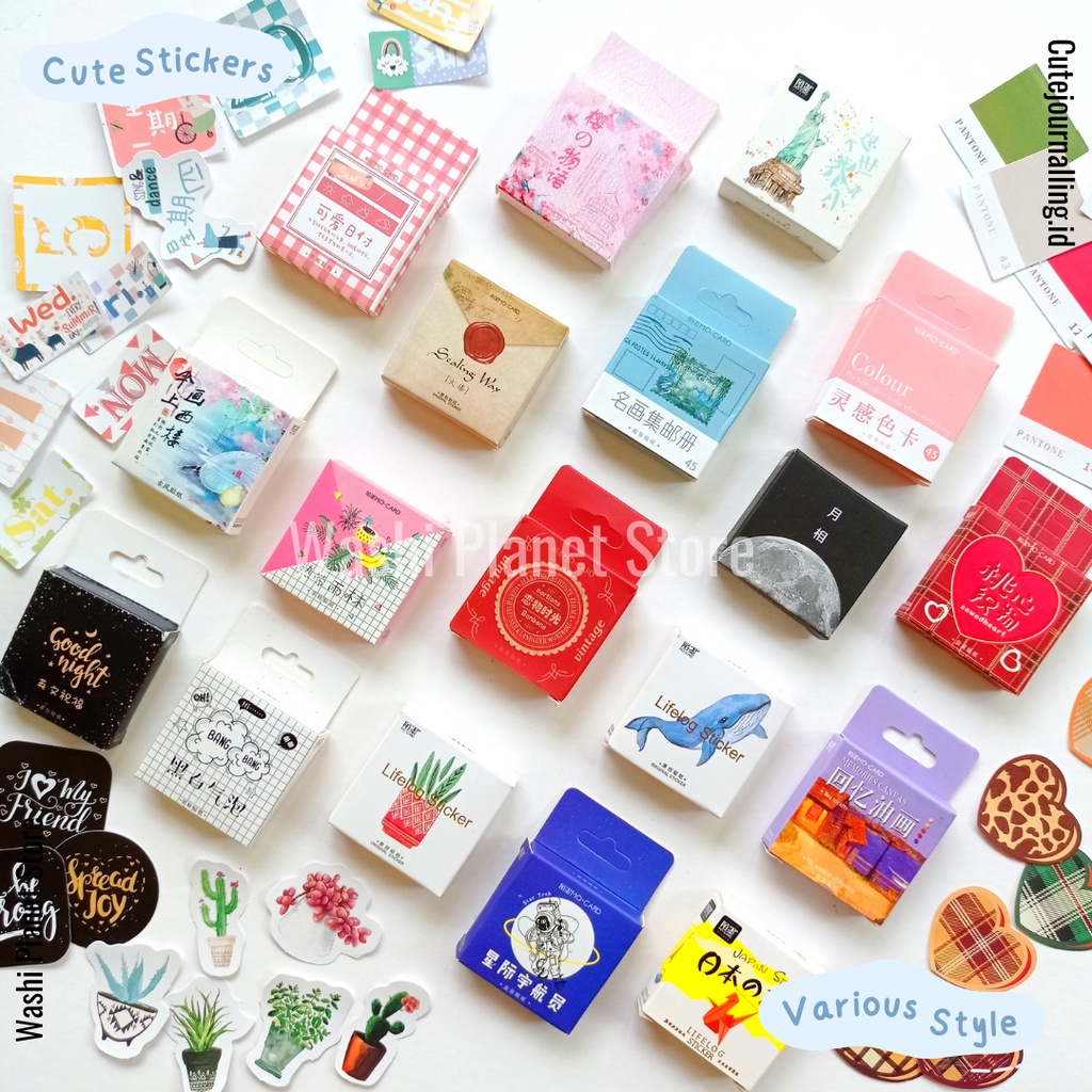 Jual 45pcs Stiker Aesthetic Box Lucu Murah Dekorasi Hias Diary/Journal ...