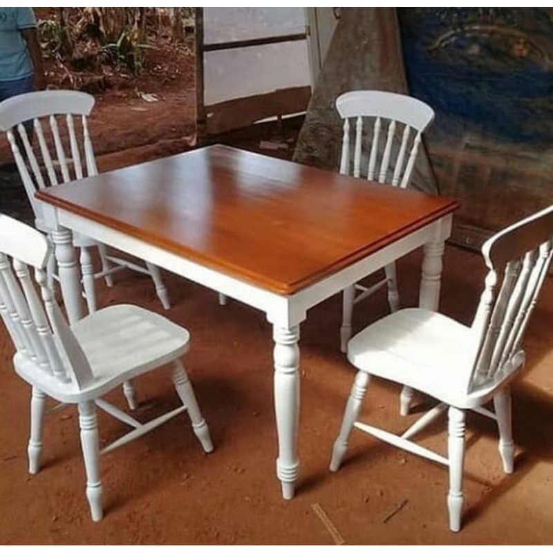 Jual MEJA MAKAN 4 KURSI KAYU JATI | Shopee Indonesia