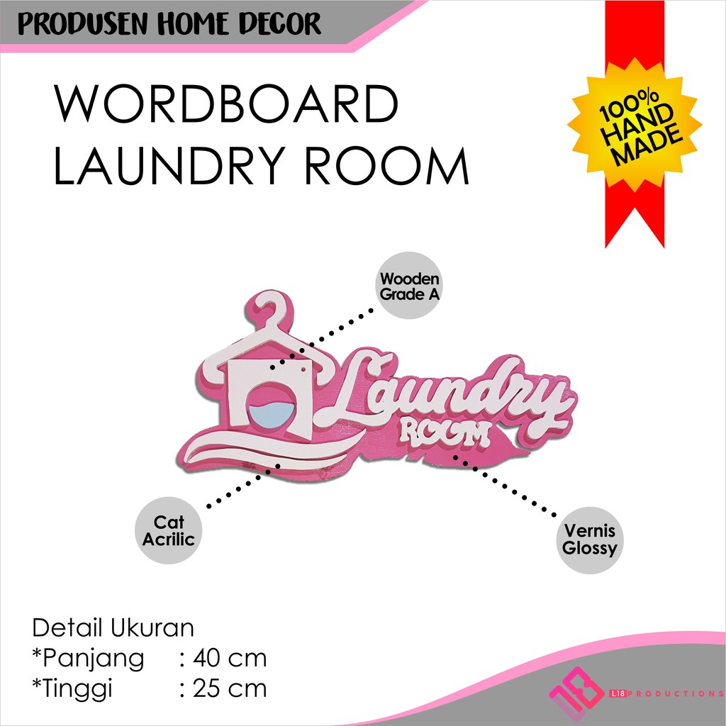 Jual Letter Board Laundry Room Tulisan Ukir Timbul Wooden Hiasan ...