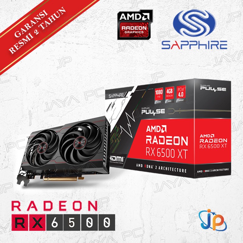 Jual VGA Sapphire Pulse Radeon RX 6500 XT OC 4GB - 4 GB DDR6 | Shopee ...