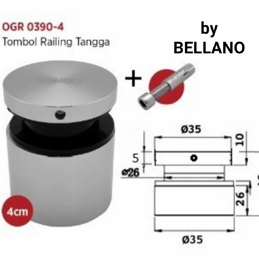 Jual Glass railing , pin kaca , glass holder ocius OGR 0390 - 4 ...