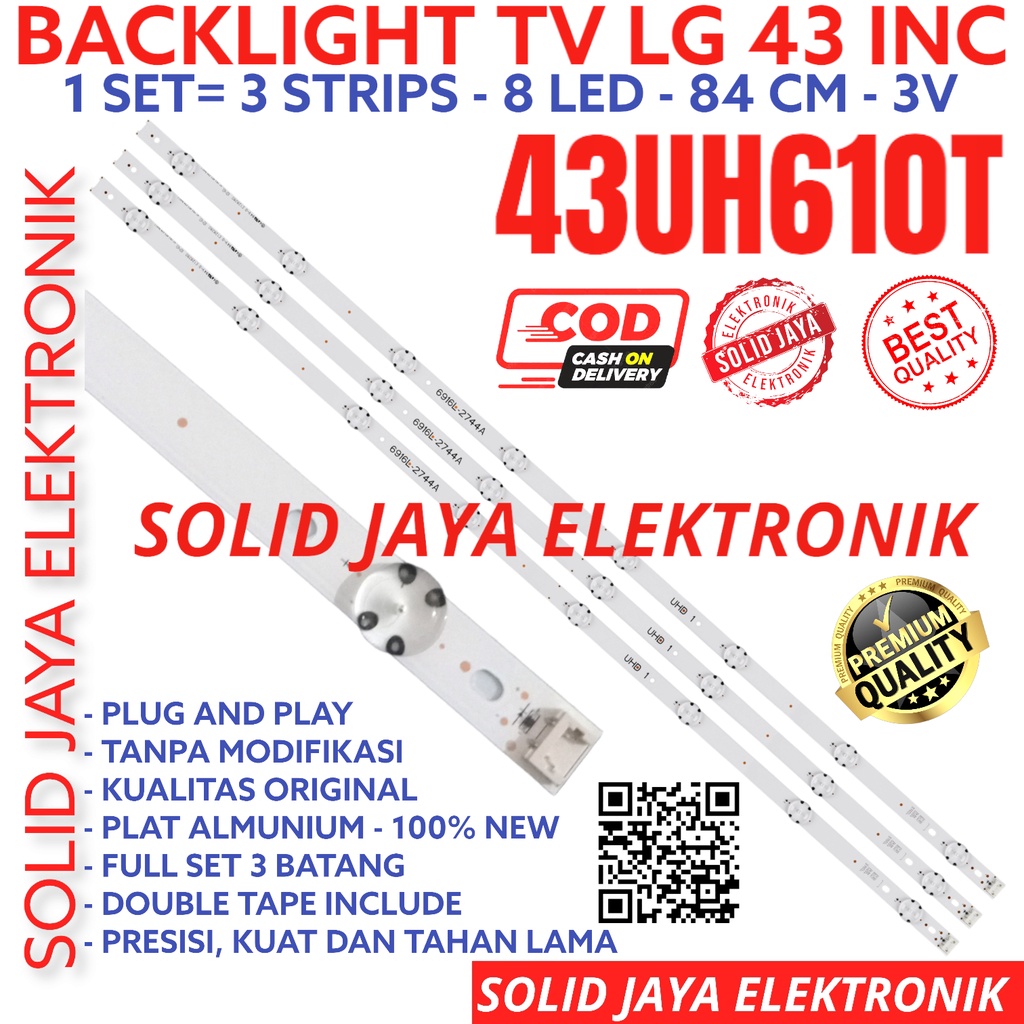 Jual BACKLIGHT TV LED LG 43 INC 43UH610 43UH610T 43UH610 T 43UH610-T LAMPU BL 43UH LG 8K 3V 8LED ...