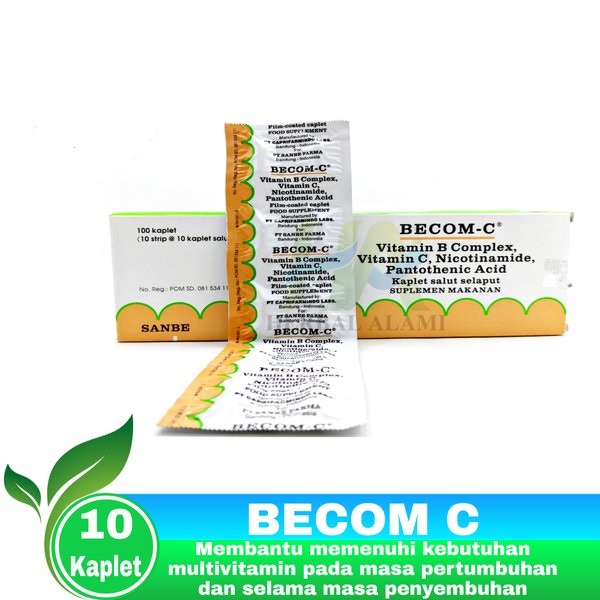 Jual Becom-c Vitamin B Complex,Vitamin C (1 Strip isi 10 Tablet ...