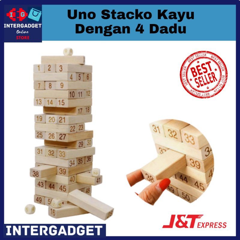 Jual Permainan Uno Kayu 54 Balok dengan 4 Dadu | Shopee Indonesia