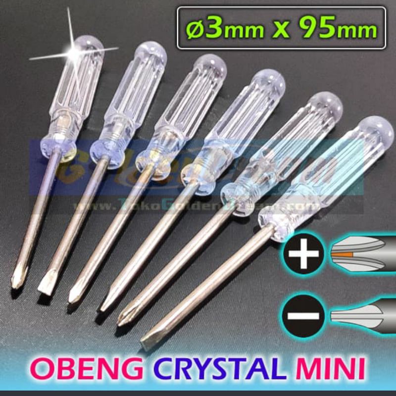 Jual Obeng crystal mini plus minus kembang 4in 3x95mm 3mm x 95mm ...