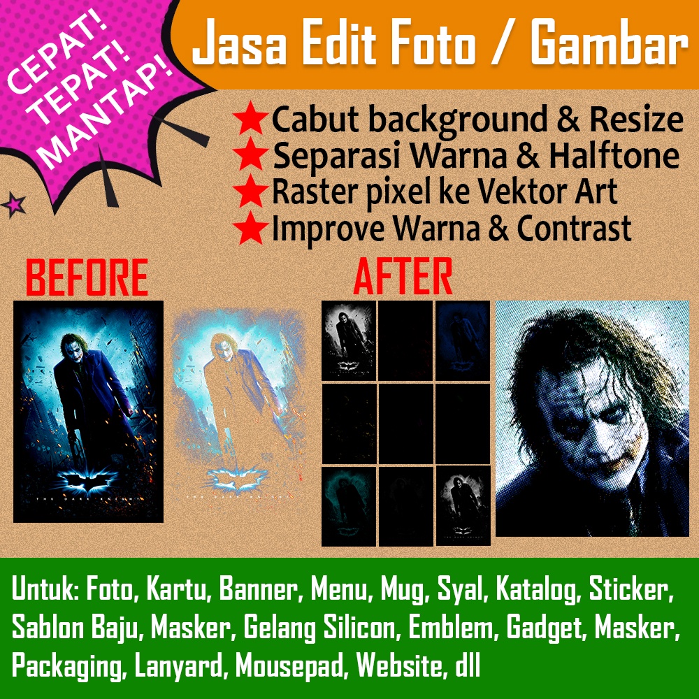 Jual JASA EDIT GAMBAR SEPARASI WARNA / HALFTONE / MATCHING BACKGROUND ...