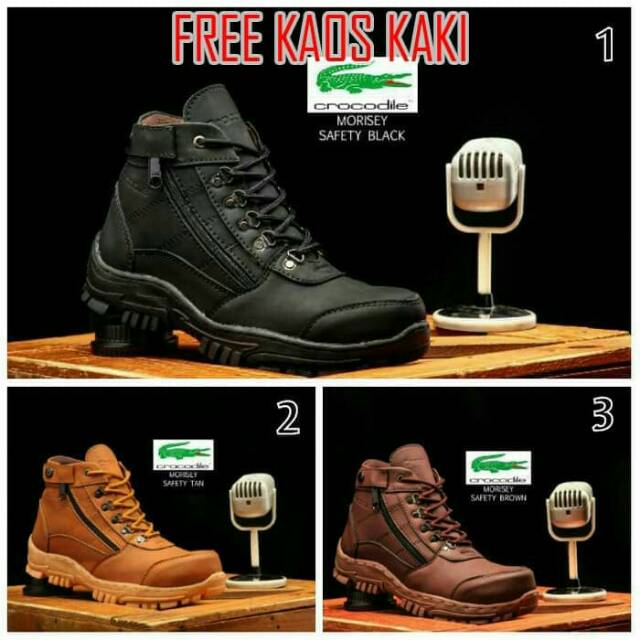 Jual Sepatu safety boots pria crocodile morisey | Shopee Indonesia