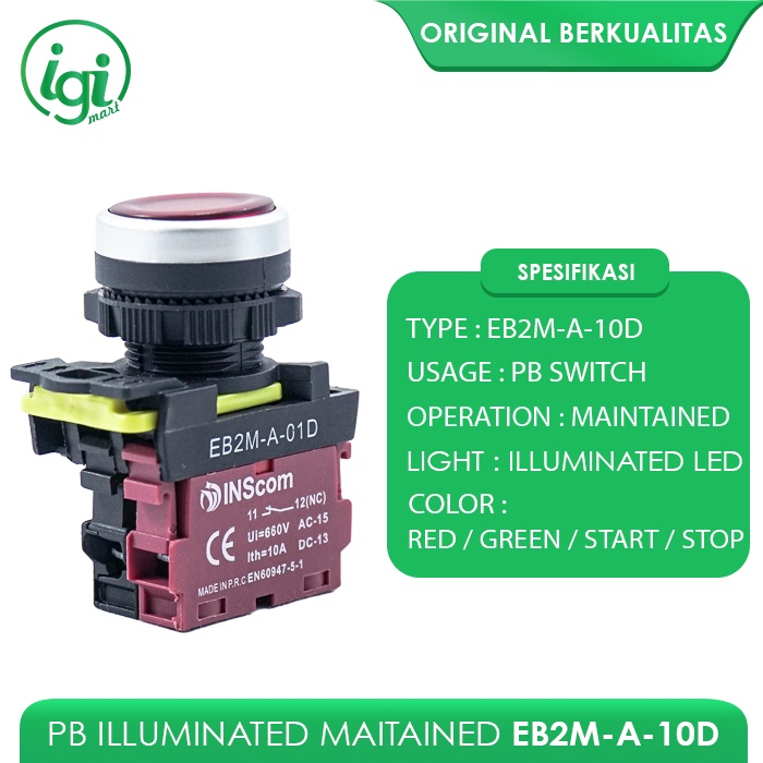 Jual PUSH BUTTON SWITCH ILLUMINATED MOMENTARY TOMBOL PRESS UNLOCKING ...