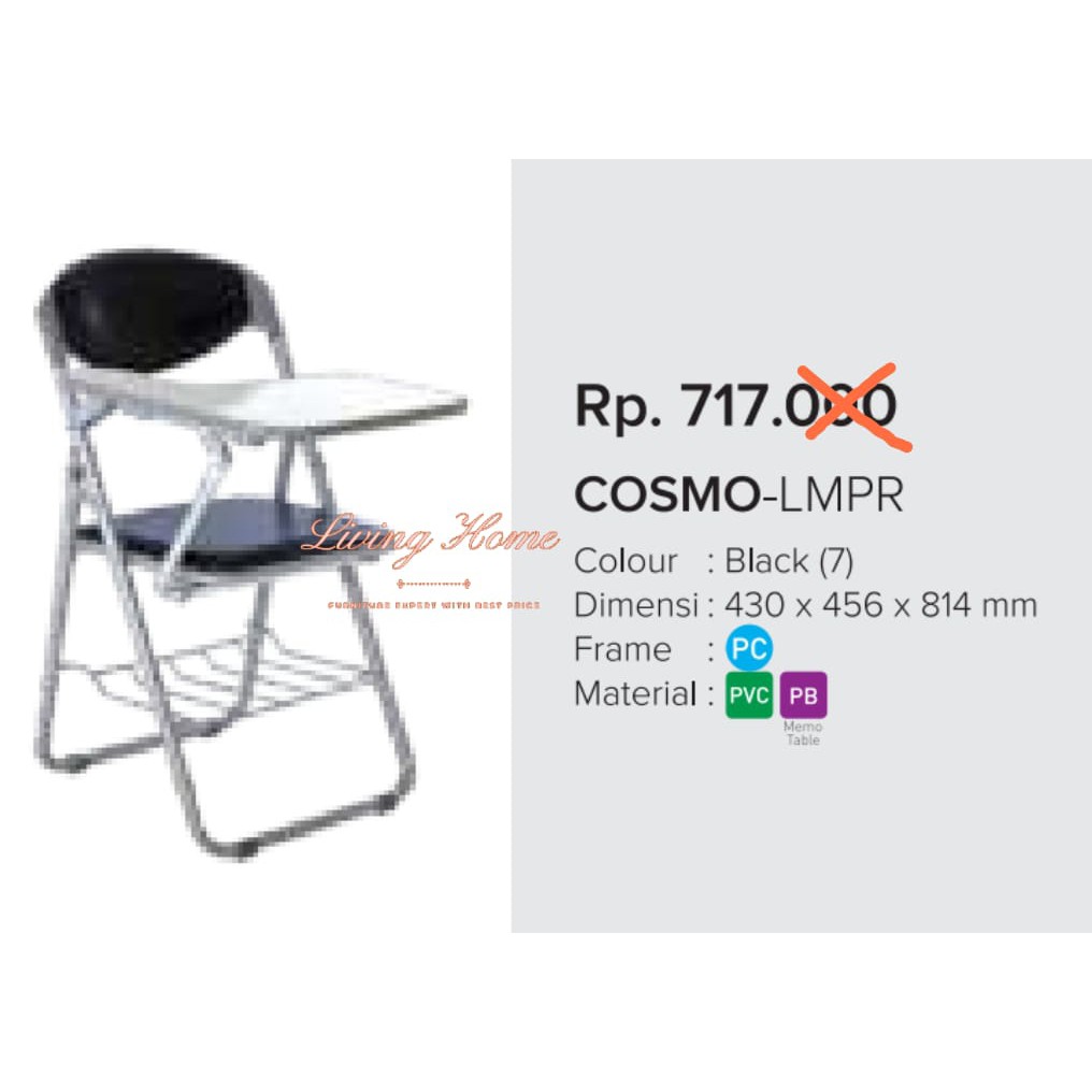 Jual Kursi Lipat Chitose Cosmo LMPR Memo Chair Bangku Susun Meja ...