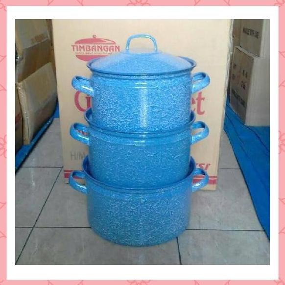 Jual Ern Panci Blirik Biru Lurik Batik Panci Enamel Jadul Satuan Uk. 24 ...
