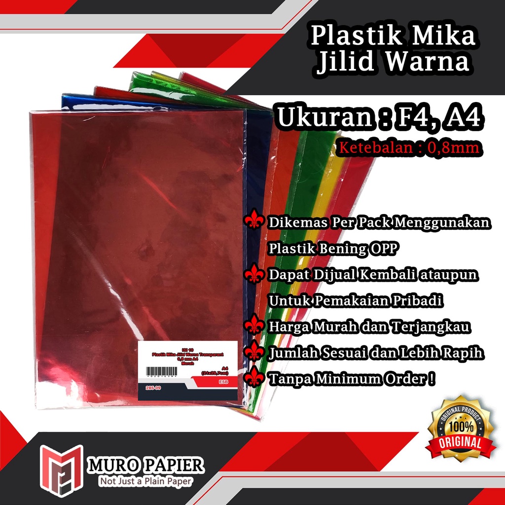 Jual ( PER PAK - ISI 10 ) Plastik Mika Jilid Transparant Warna 0,8 mm ...