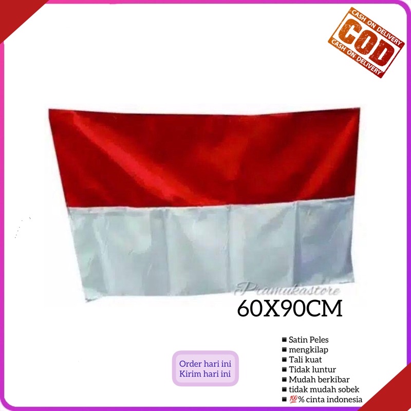 Jual Bendera satin (1kg=32pcs) Bendera Indonesia 60x90cm bendera merah ...