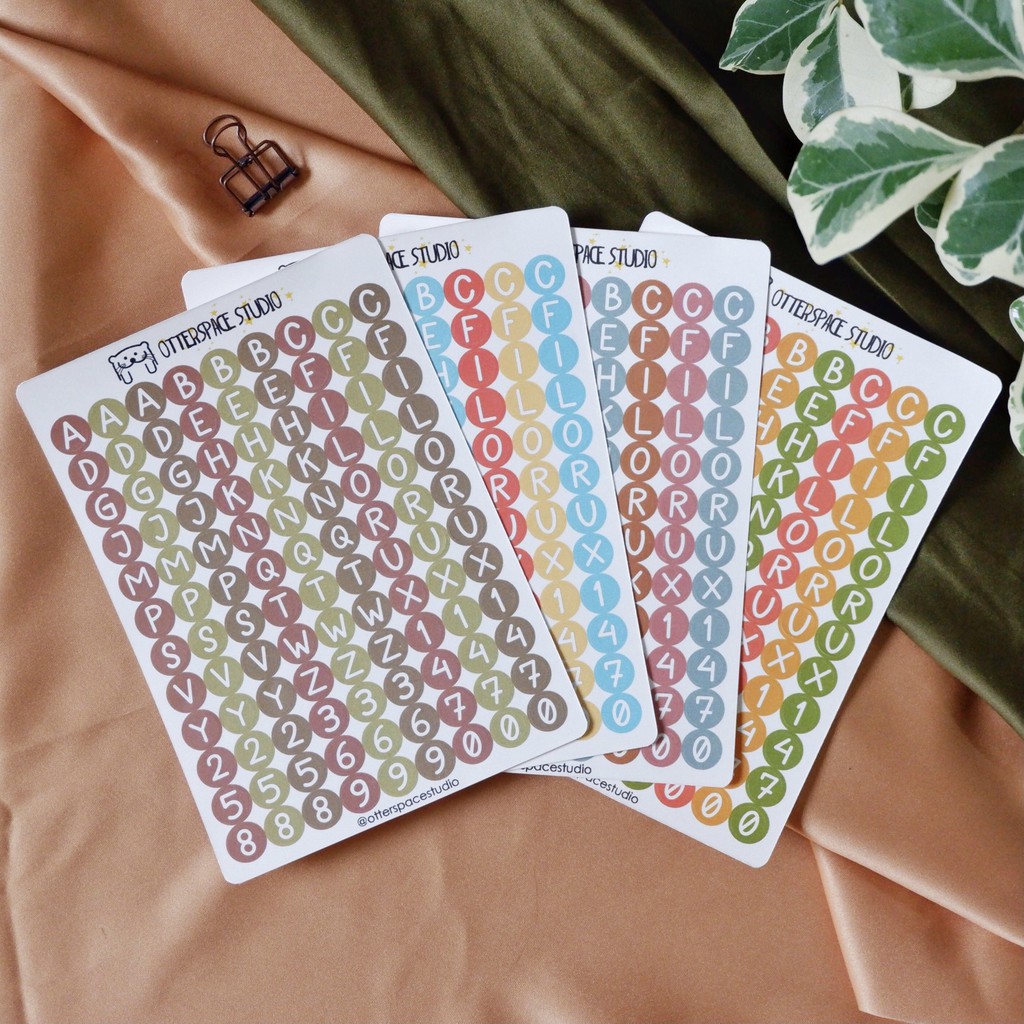 Jual Otterspace Studio | Circle Alphanumeric Sticker Sheet - Alphabets ...