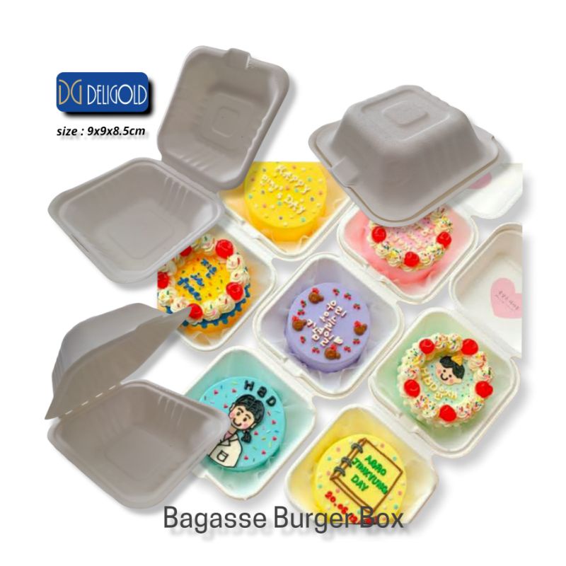 Jual Box Bento Cake 10pcs / Bagasse Burger / Box / Kotak Bento | Shopee ...