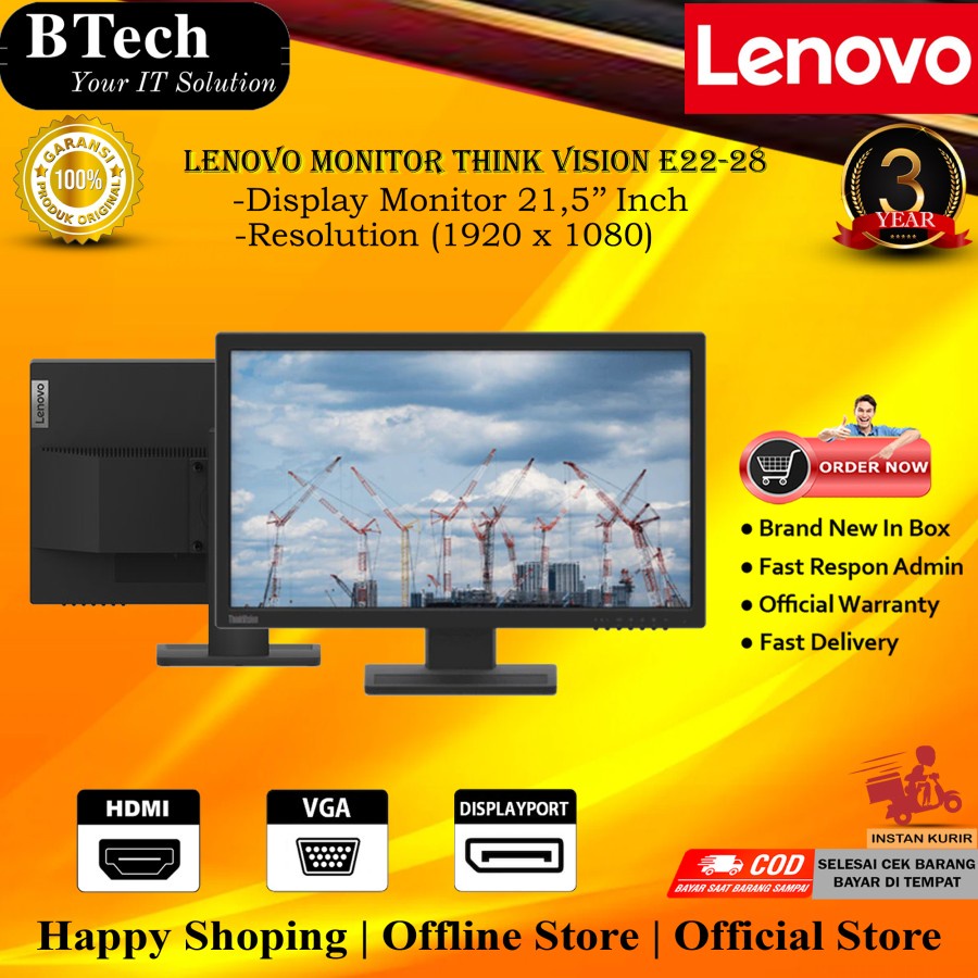 Jual LENOVO Monitor Think Vision E22-28 21.5'' Inch | Shopee Indonesia