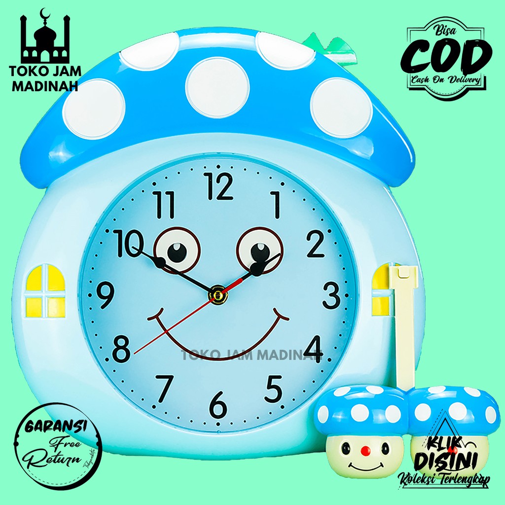 Jual Jam Dinding Bandul Goyang Anak Anak Unik 15803 Jamur Hiasan Rumah ...