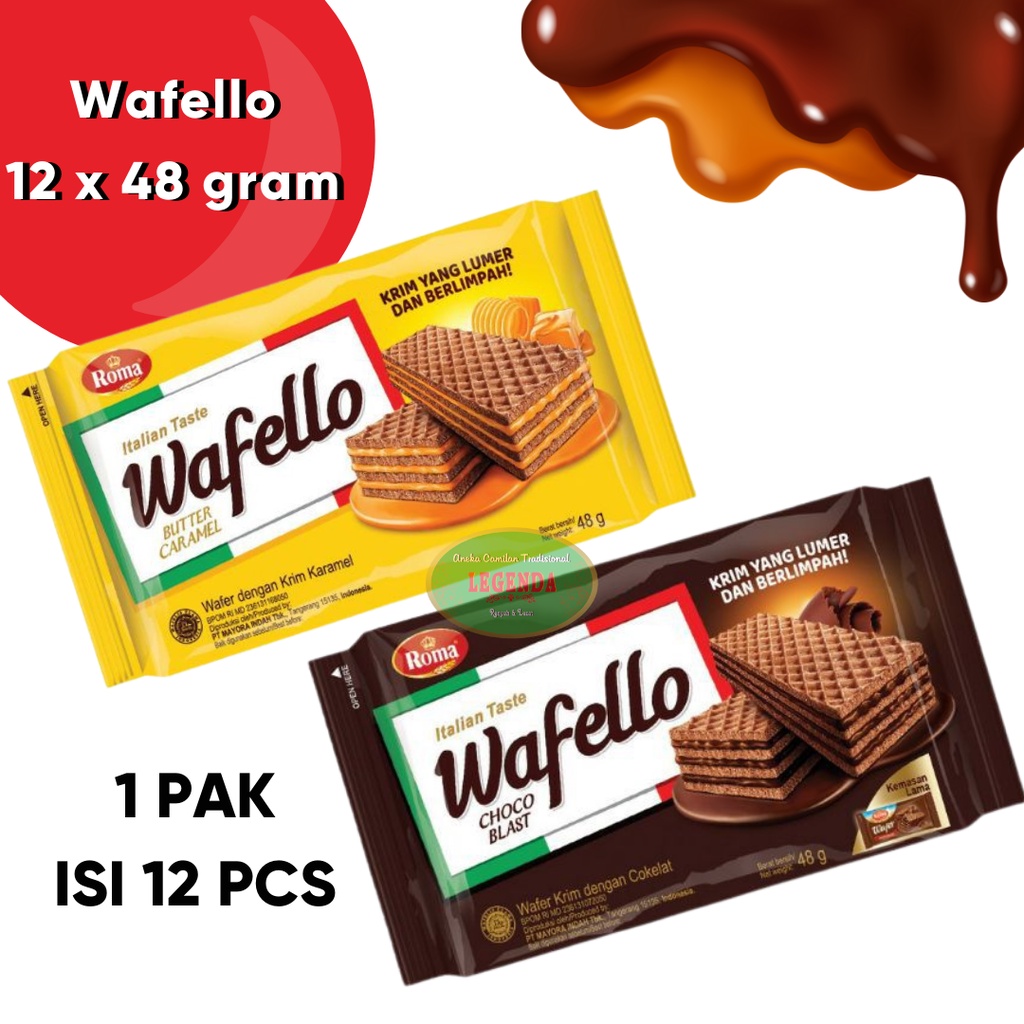 Jual Roma Wafello 10 pcs x 37 gram wafer cokelat coklat caramel karamel ...