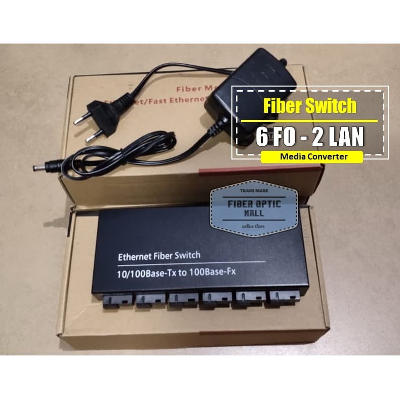 Jual media converter optic ethernet fiber switch 6 Port FO SC 6FO 2RJ45 ...