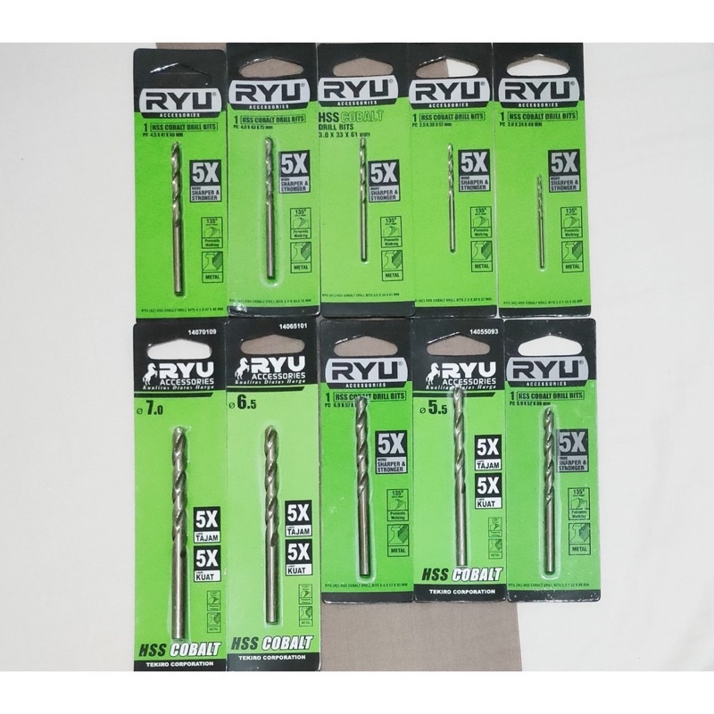 Jual 1pcs Mata Bor Besi HSS 1 - 9mm RYU BY TEKIRO - Mata Bor Besi RYU ...