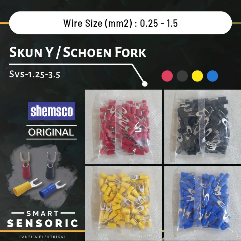 Jual Kabel 0.25mm 1.5mm Skun Y Shemsco SVS-1.25-3.5 Terminal Cable Schoen Fork SYD | Shopee ...