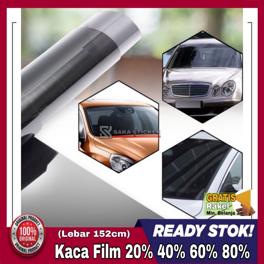 Jual Stiker Kaca Film Mobil Anti Panas Riben 40% 60% 80% Sticker Hitam ...