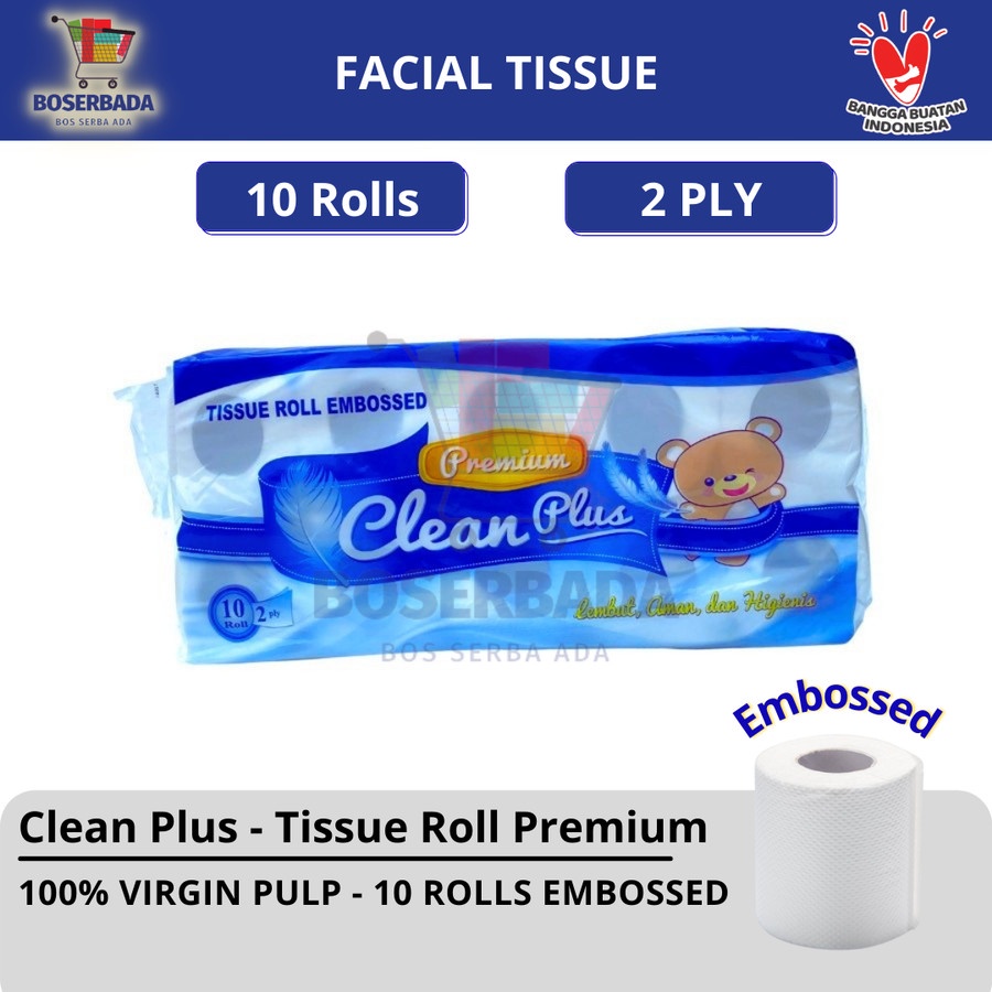 Jual CLEAN PLUS - Tisu Toilet Gulung Roll / Toilet Tissue 10 Rolls (2 ...