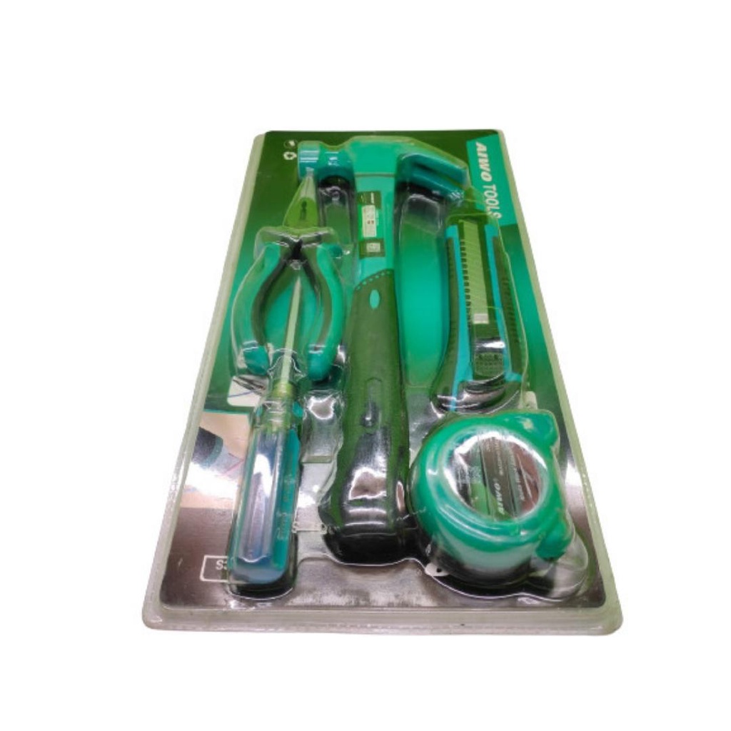 Jual Tool Set 5 Pcs Palu Kambing Tang lancip Pisau Cutter Meteran 2m ...