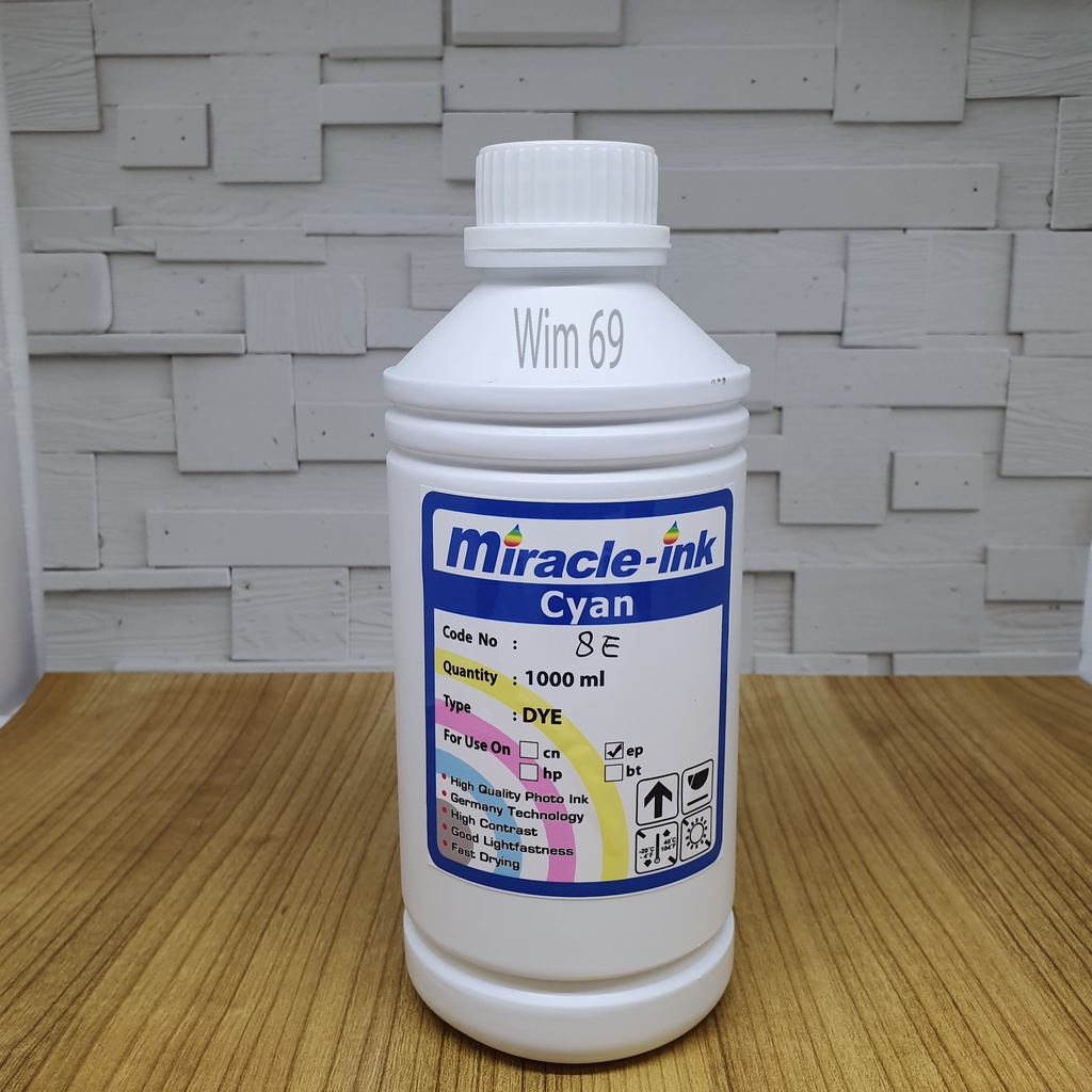 Jual Tinta Printer Miracle Ink Literan 1 Liter Epson L-series 003 Cyan ...