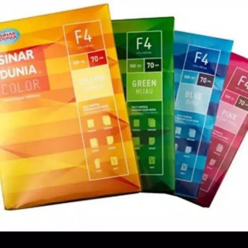 Jual kertas hvs F4 70gr sidu warna 1 rim isi 500lmbar | Shopee Indonesia