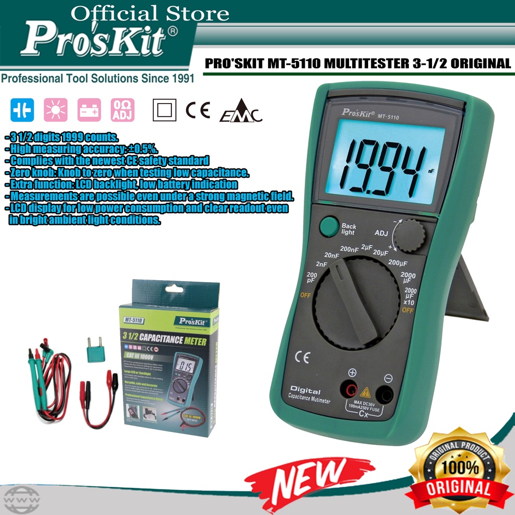 Jual Pro'sKit - Multitester Pro'sKit Mt-5110 3-1/2 Original | Shopee ...