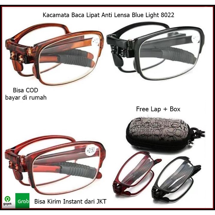 Jual Kacamata Baca Lipat Reading Glasses Anti Radiasi Lensa Blue Light 8022 Indoberkah88 Ukuran ...