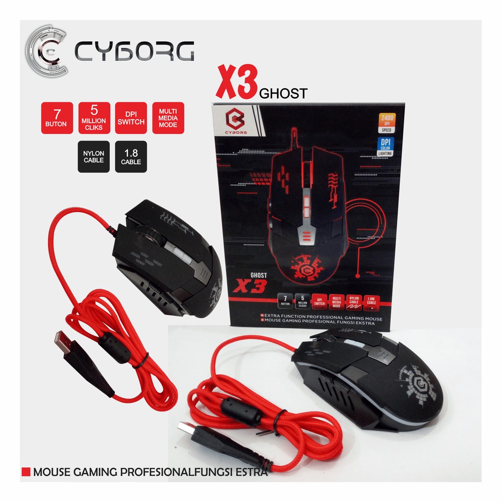 Jual MOUSE 7D GAMING CYBORG X3 LIGHTING ( GHOST ) | Shopee Indonesia