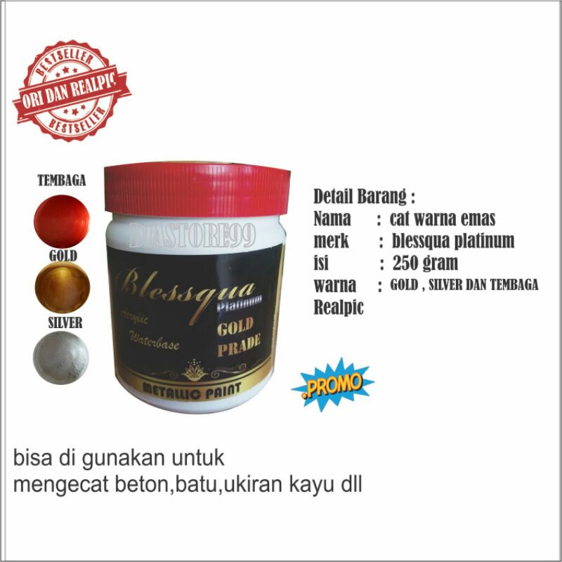Jual cat air waterabase merk blessqua warna gold silver dan tembaga cat ...