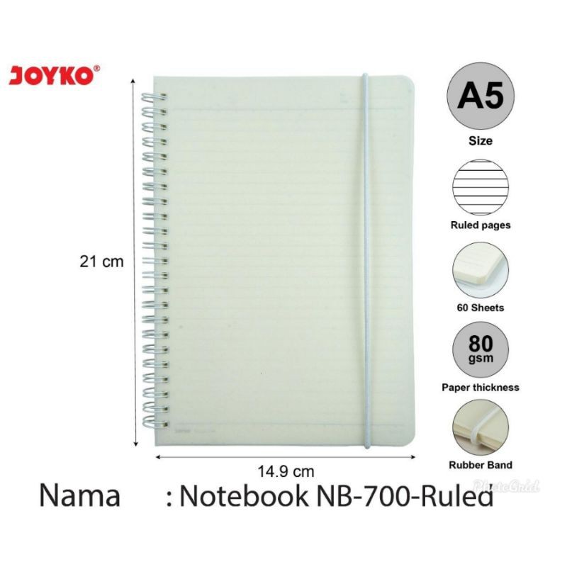 Jual Joyko Notebook A5 Spiral transparan NB-700 ruled dotted grid plain ...
