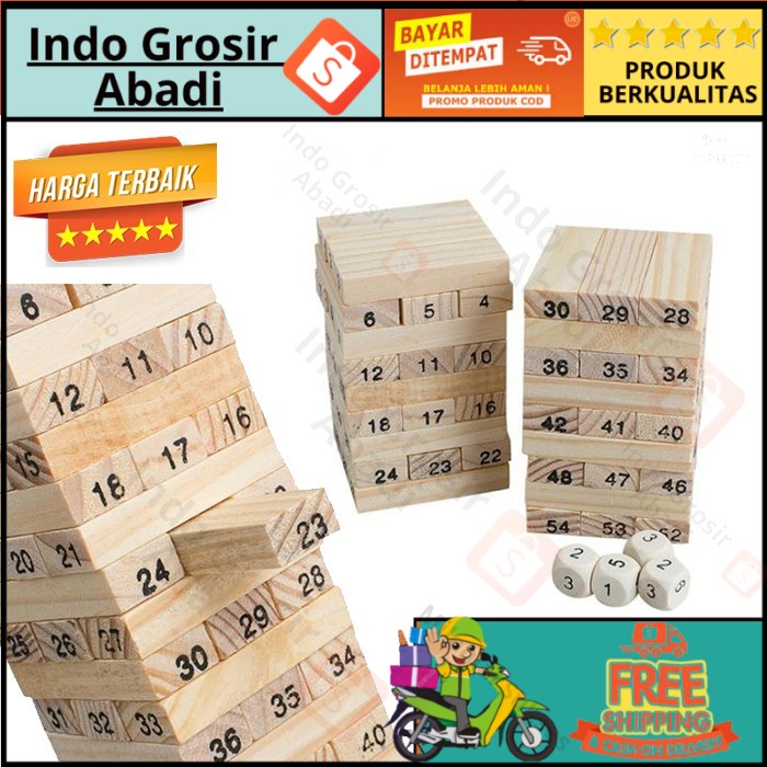 Jual PERMAINAN UNO STAKO BALOK KAYU SUSUN 4 DADU MAINAN EDUKASI GAME ...
