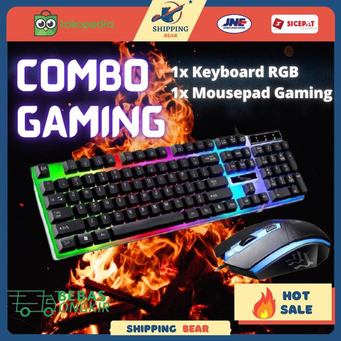 Jual Paket Keyboard Gaming RGB Mekanik dan Mouse Gaming USB Cable ...