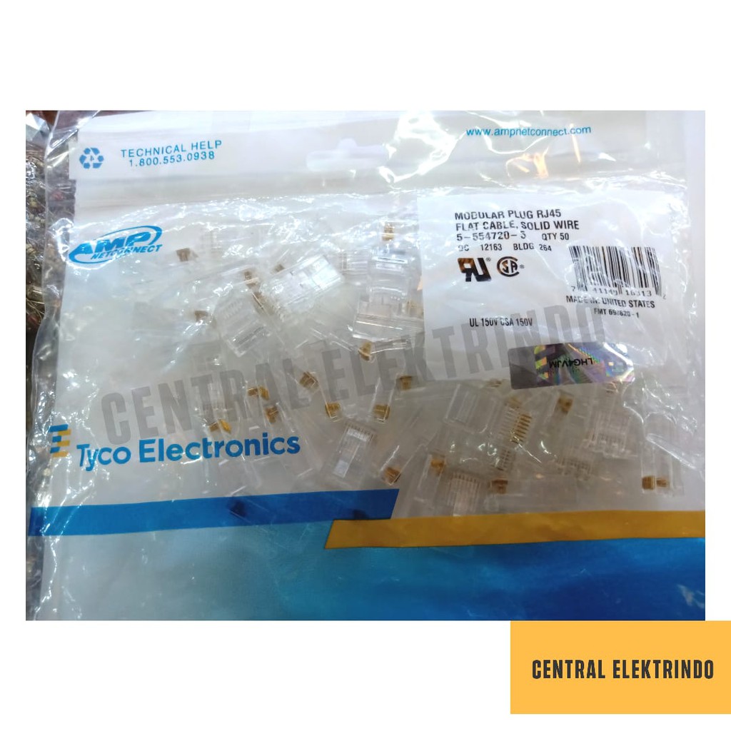 Jual Konektor / PIN RJ45 RG45 COMMSCOPE AMP TYCO Original Packing ...