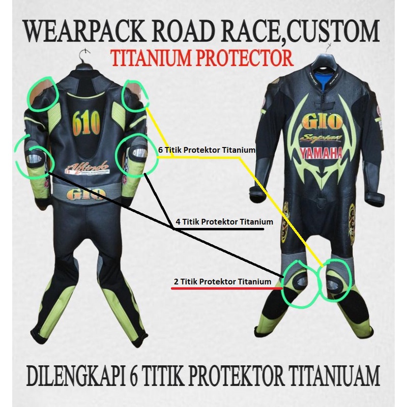 Jual WEARPACK ROADRACE ((FULL SET)) TITANIUM PROTEKSI. SETELAN BAJU ...