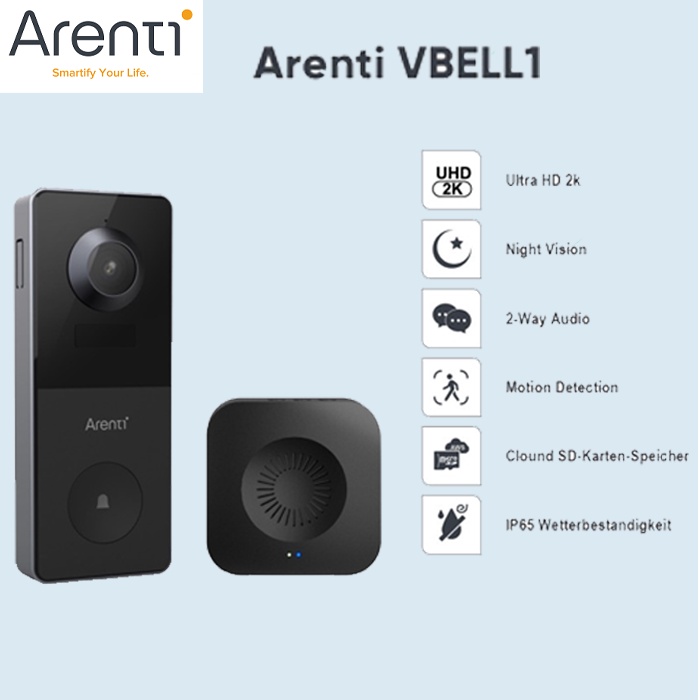 Jual Arenti Vbell1 Doorbell Cctv Bel Alarm Pintu Anti Maling Video 2K ...