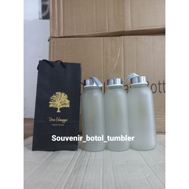 Jual Souvenir botol tumbler kaca minum dove 420ml custom sablon kemas ...