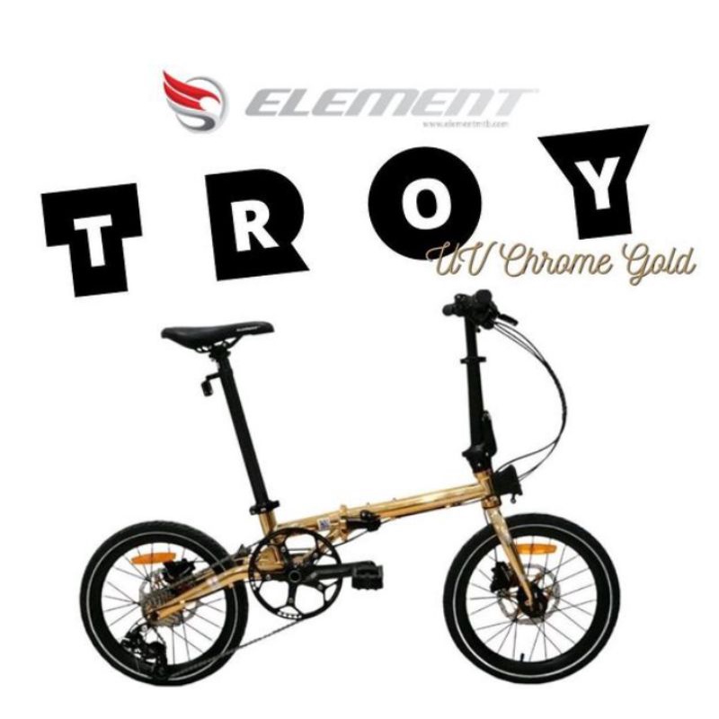 Jual SEPEDA LIPAT 16 ELEMENT TROY SELI FOLDING BIKE CHROME GOLD EDITION ...
