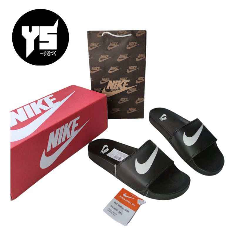 Jual Nike Sandal Slop Premium Pria Black White | Shopee Indonesia
