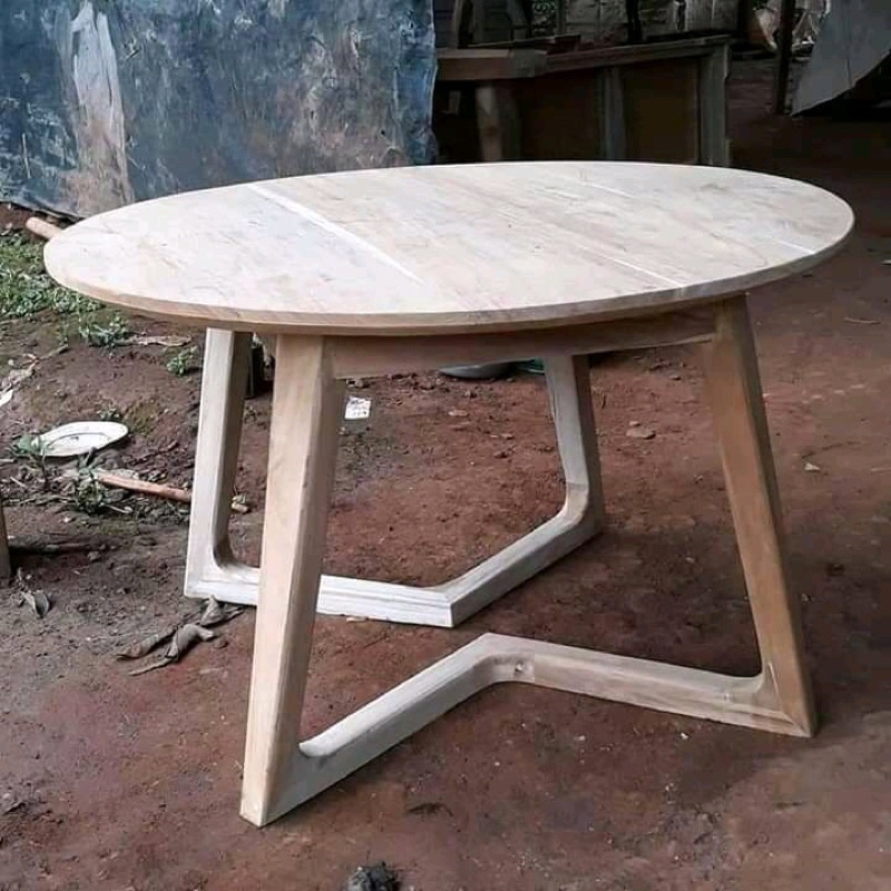 Jual MEJA MAKAN KAYU JATI LINGKAR || MEJA LINGKAR KAYU JATI MINIMALIS ...