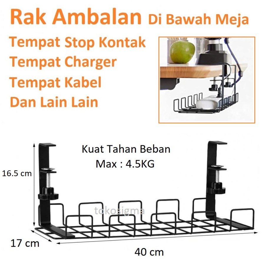 Jual Rak Ambalan Holder Jepit Bawah Meja Desk Mount Tray Cable ...
