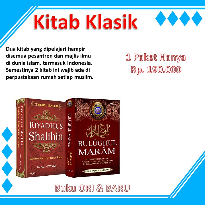 Jual PAKET KITAB KLASIK. BULUGHUL MARAM DAN RIYADHUS SHALIHIN | Shopee ...