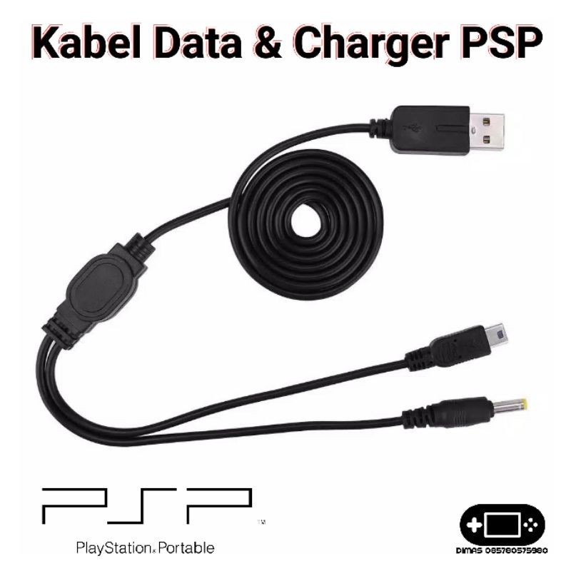 Jual Kabel Data & Charger PSP 2in1 Charging USB PSP Seri 1000 2000 3000 ...