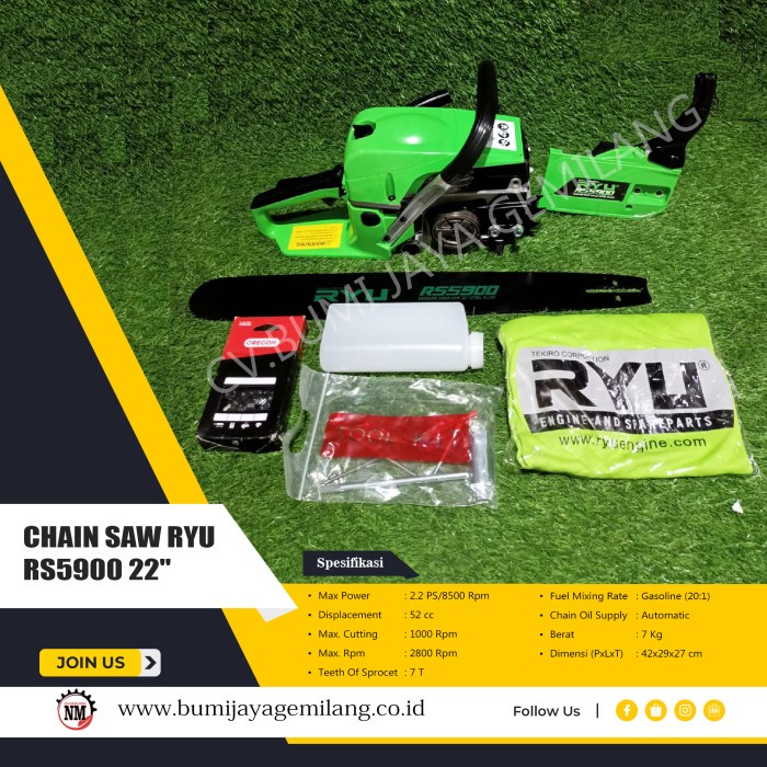 Jual MESIN GERGAJI KAYU / CHAINSAW RYU RS 5900 22 INCH | Shopee Indonesia