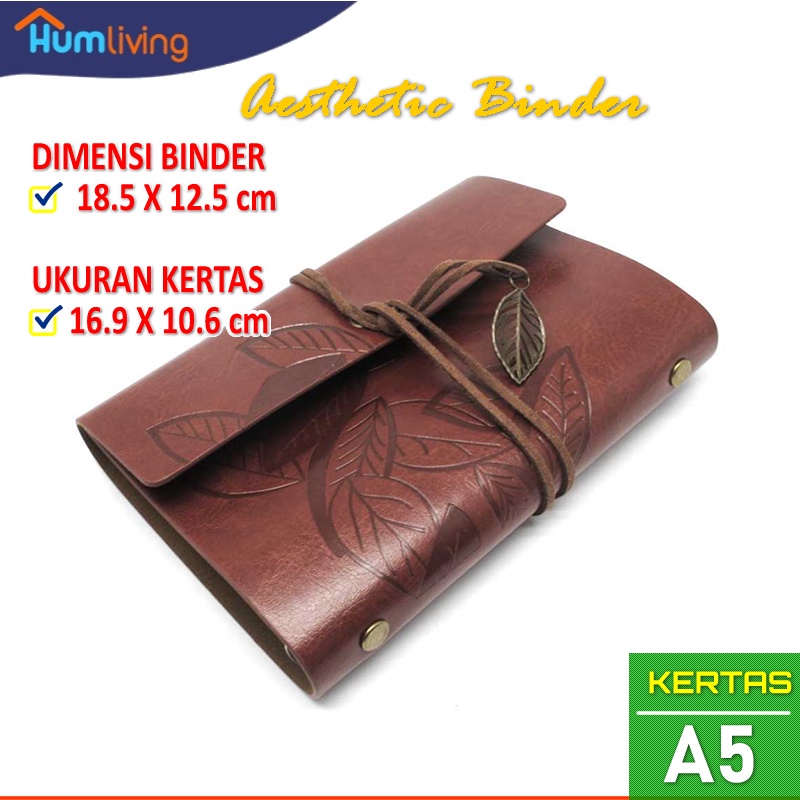 Jual Buku Binder/Catatan Kuliah/Kantor A5, Kulit Retro Leaf, Estetik ...