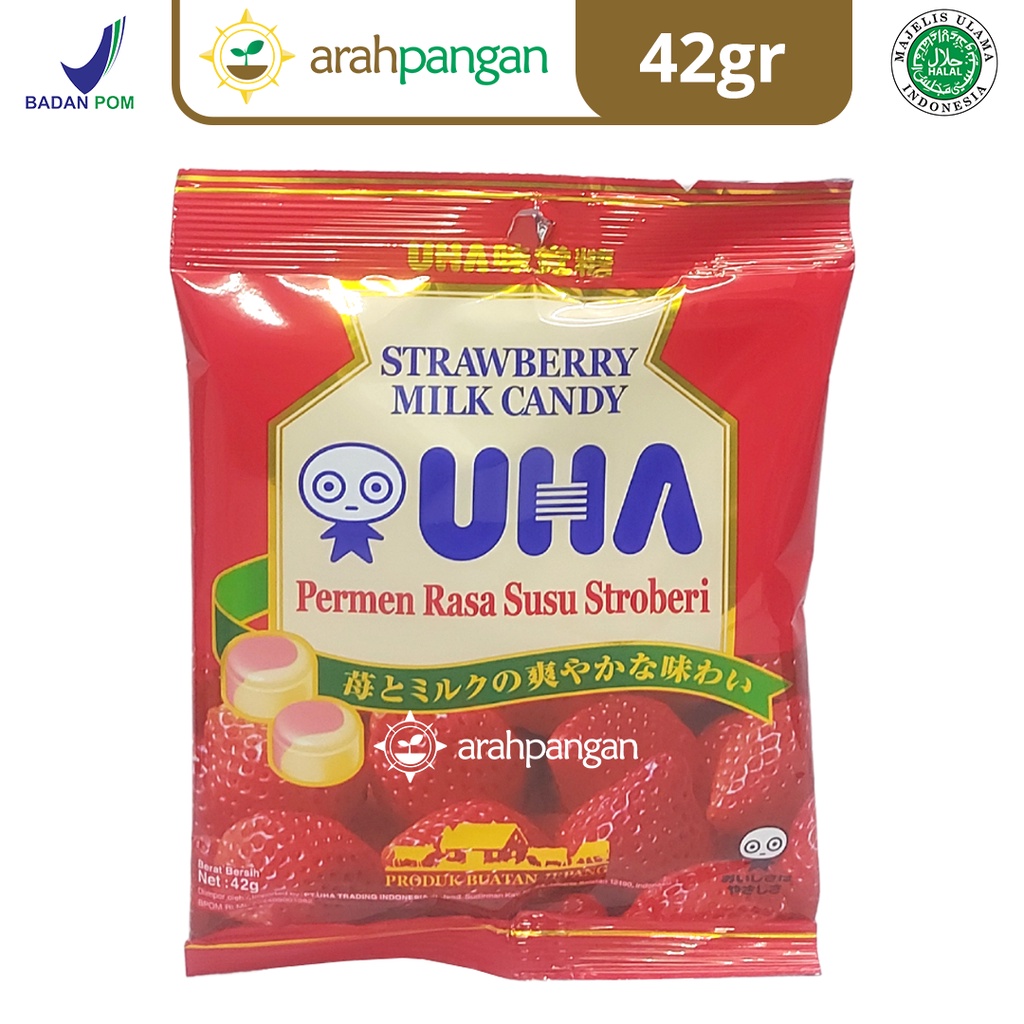 Jual STRAWBERRY Milk Candy Perme UHA 42gr | Shopee Indonesia